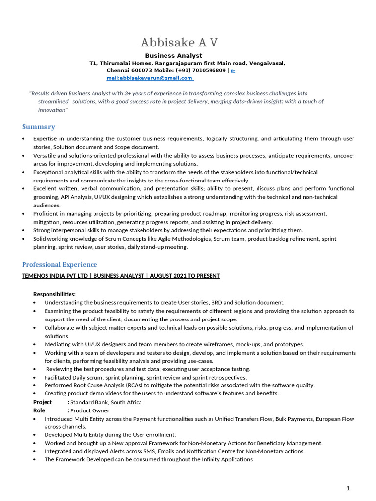 Monish-Kumar-M - Product-Owner-resume | PDF | Scrum (Software Development) | Information Technology