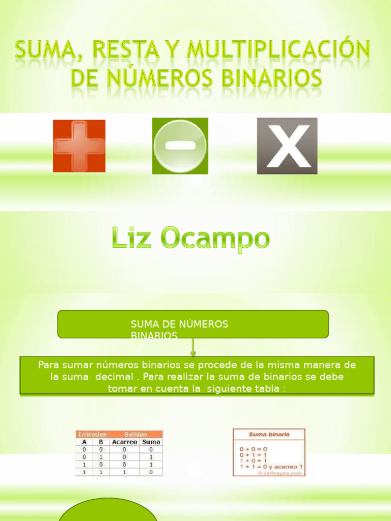 Suma, Resta y Multiplicación Binaria | PDF