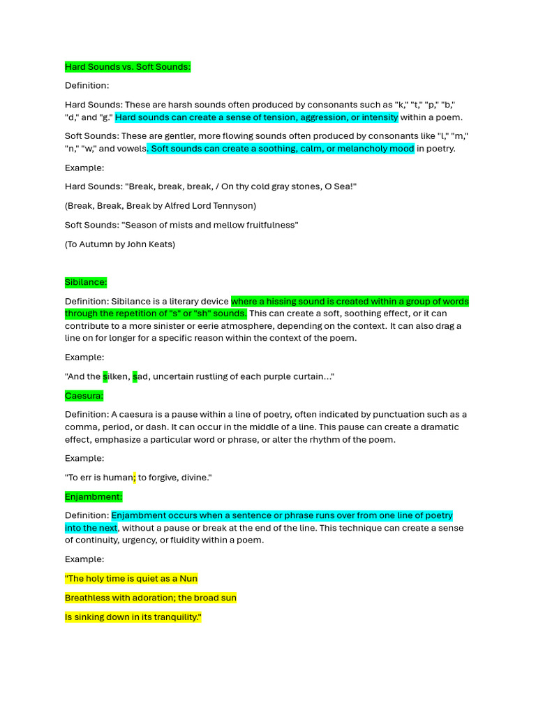 Poetic devices and Figures of speech | PDF