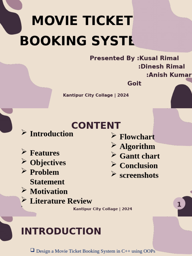 Final PPT of Movie Ticket | PDF | Computer Programming | C++