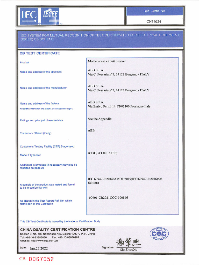 Cert Intertek XT3N Iec | PDF