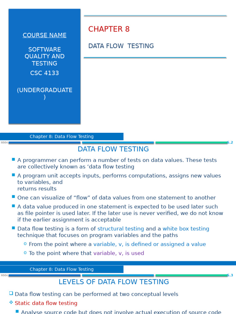 Sqat Ch 08 Data Flow Testing Pdf Variable Computer Science Data