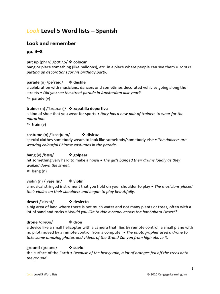 look_level_5_word_lists_spanish | PDF | Sushi | Lunch