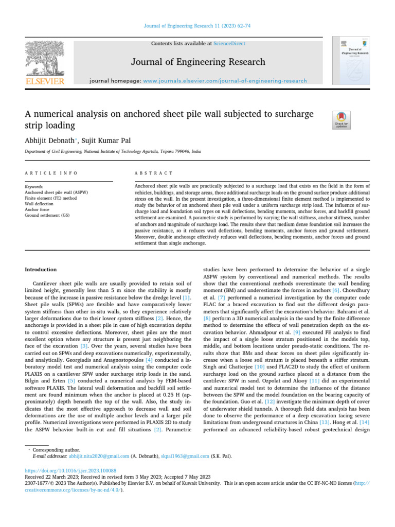 A numerical Analysis on Anchored Sheet Pile wall Subjected to Surcharge ...