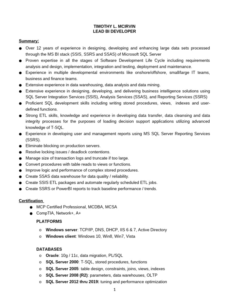 Timothy MC Irvin-BI-Dansources | PDF | Microsoft Sql Server | Databases