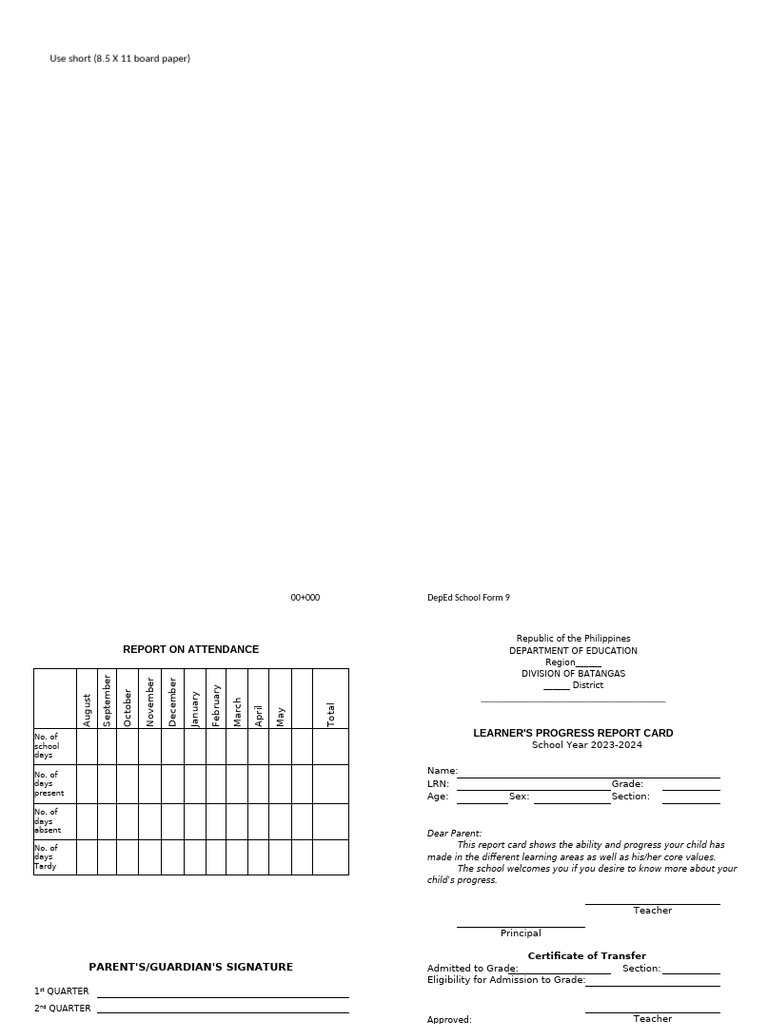 SF 9 REPORT CARD AUTOMATED | PDF | Learning