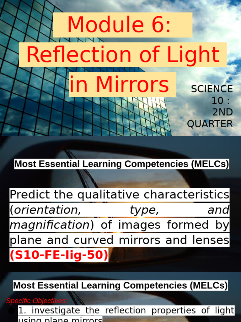 Reflection of Light in Mirrors Guide | PDF | Mirror | Electromagnetic ...