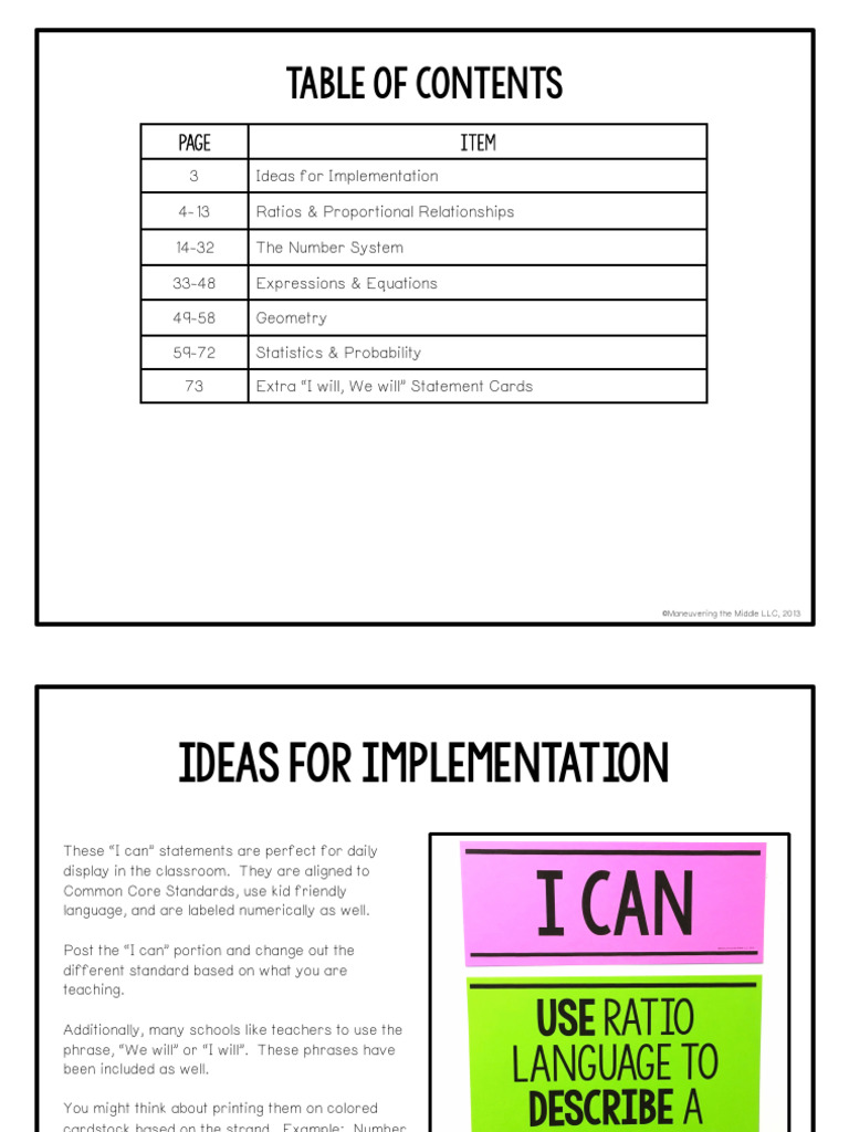 I Can Statements - 6th Grade | PDF | Area | Numbers