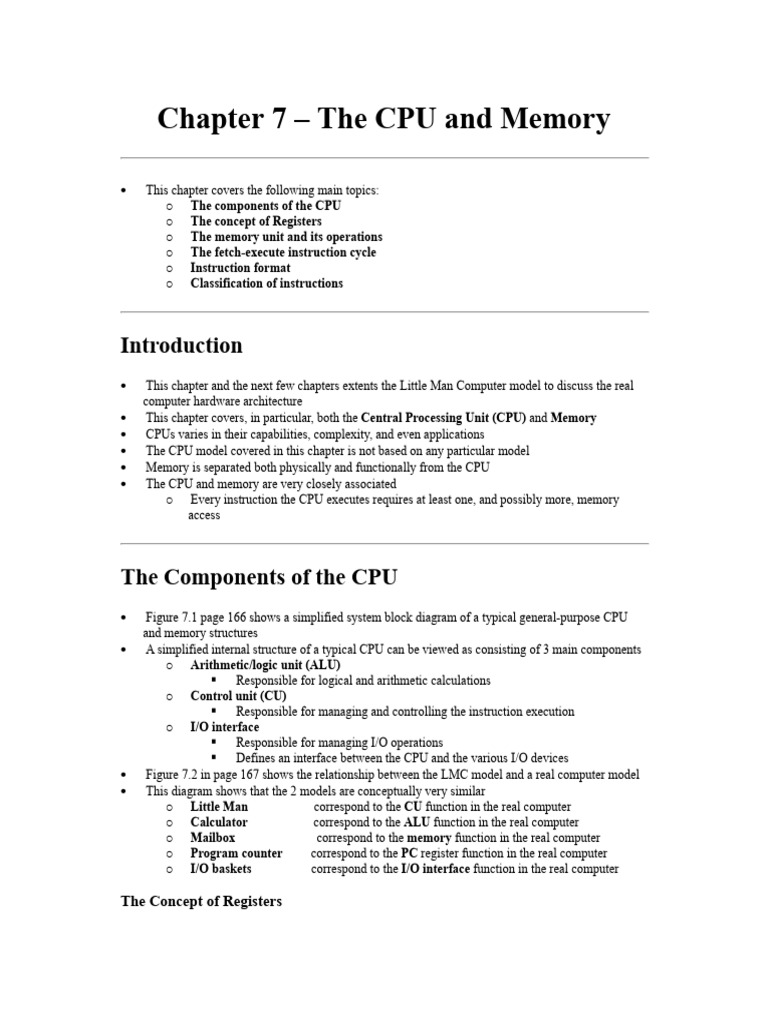 Chapter 7 - The CPU and Memory | PDF | Random Access Memory | Central Processing Unit