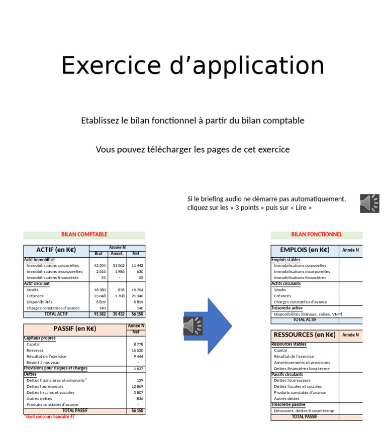 Exercice de Bilan Fonctionnel | PDF | Bilan comptable | Capitaux propres