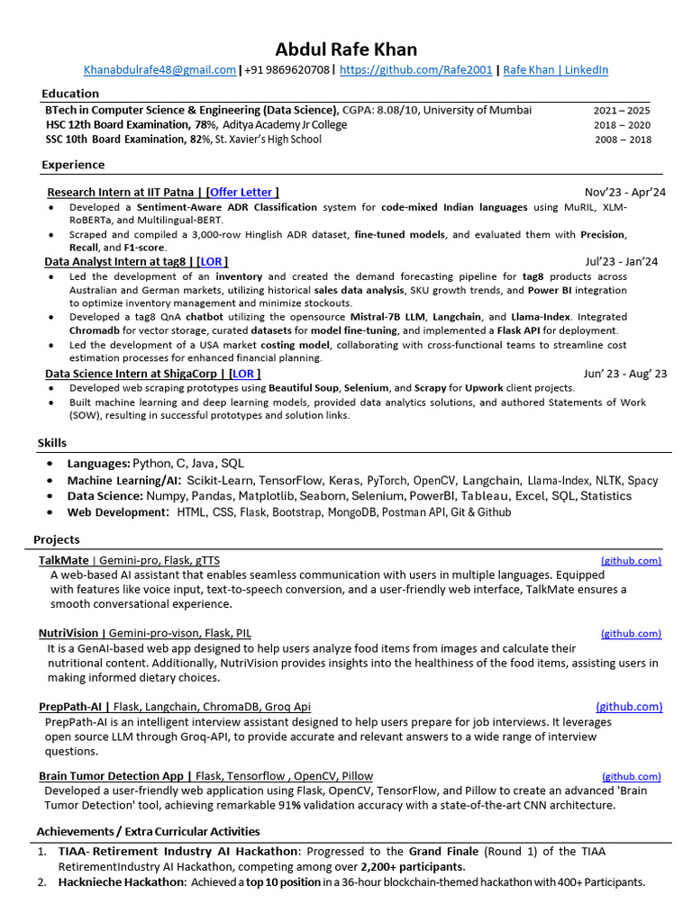 Abdul Rafe Khan Resume3 | PDF | Web Application | Software Engineering