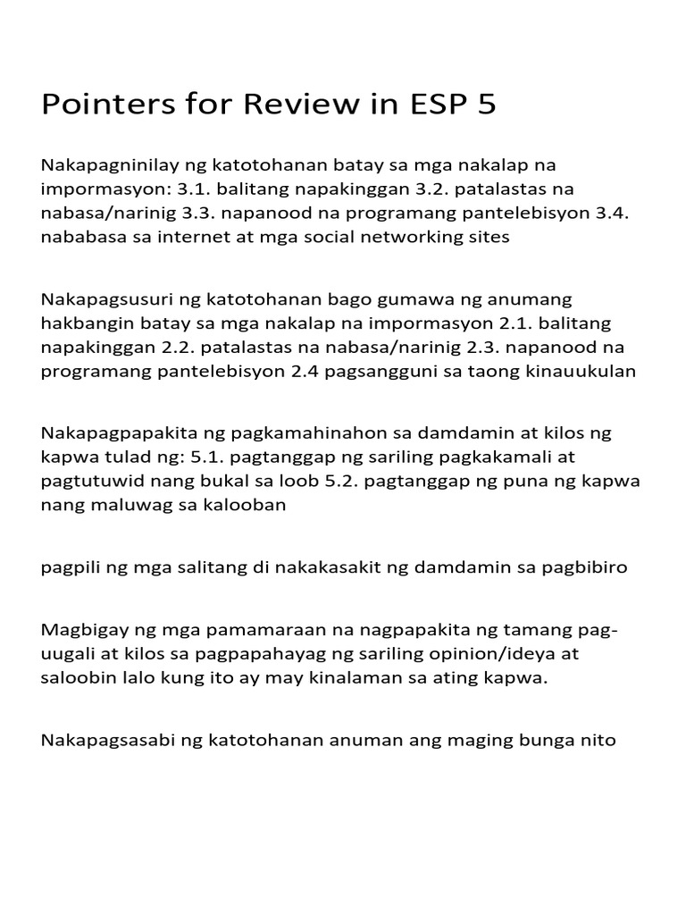 Pointers For Review in ESP Science Math and AP | PDF | Waste Management | Waste