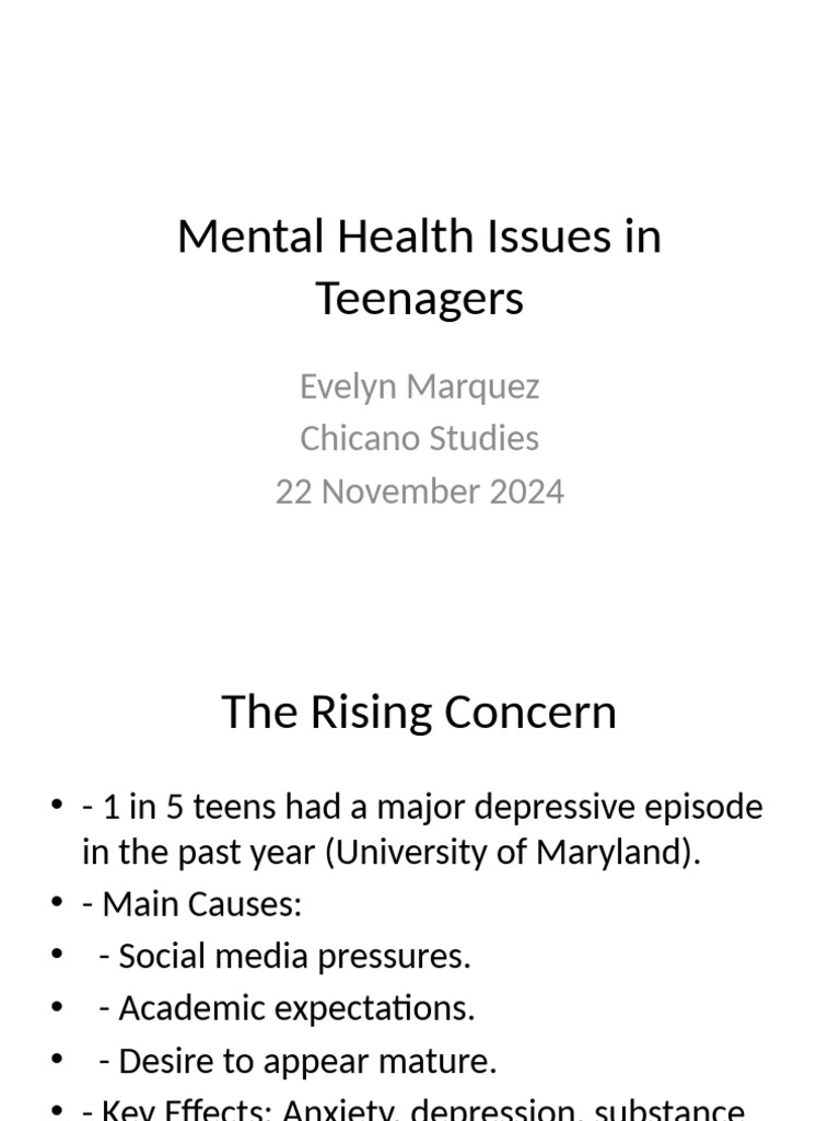 Mental Health Teenagers Presentation | PDF | Adolescence | Major ...