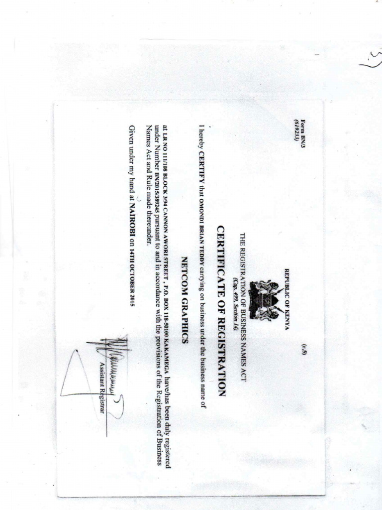 Reg Cert | PDF