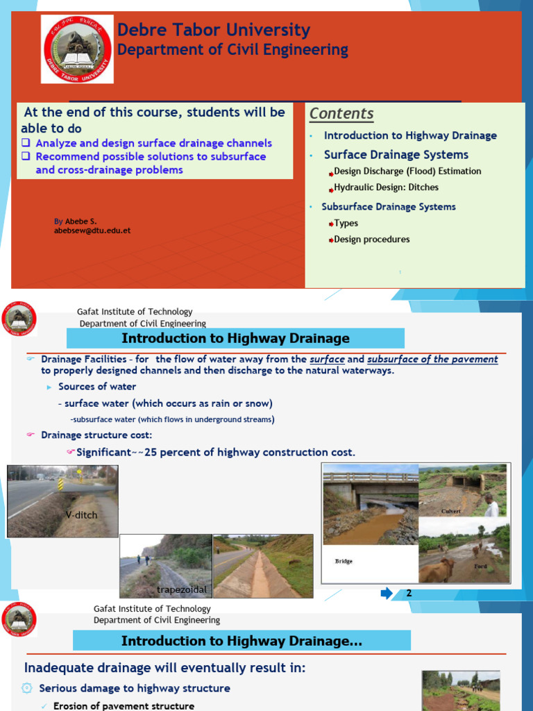 Highway Drainage and Cross-Drainage Structures by Abebe | PDF | Drainage Basin | Flood