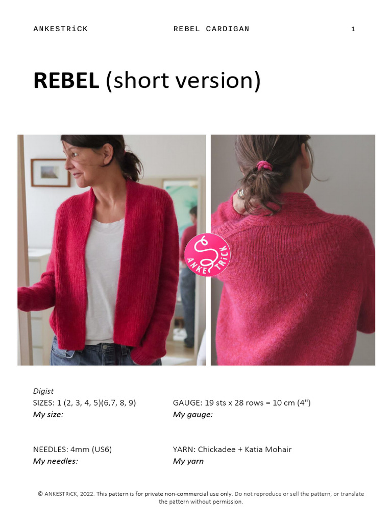 (Short Version) : Rebel | PDF | Knitting | Knitting Needle