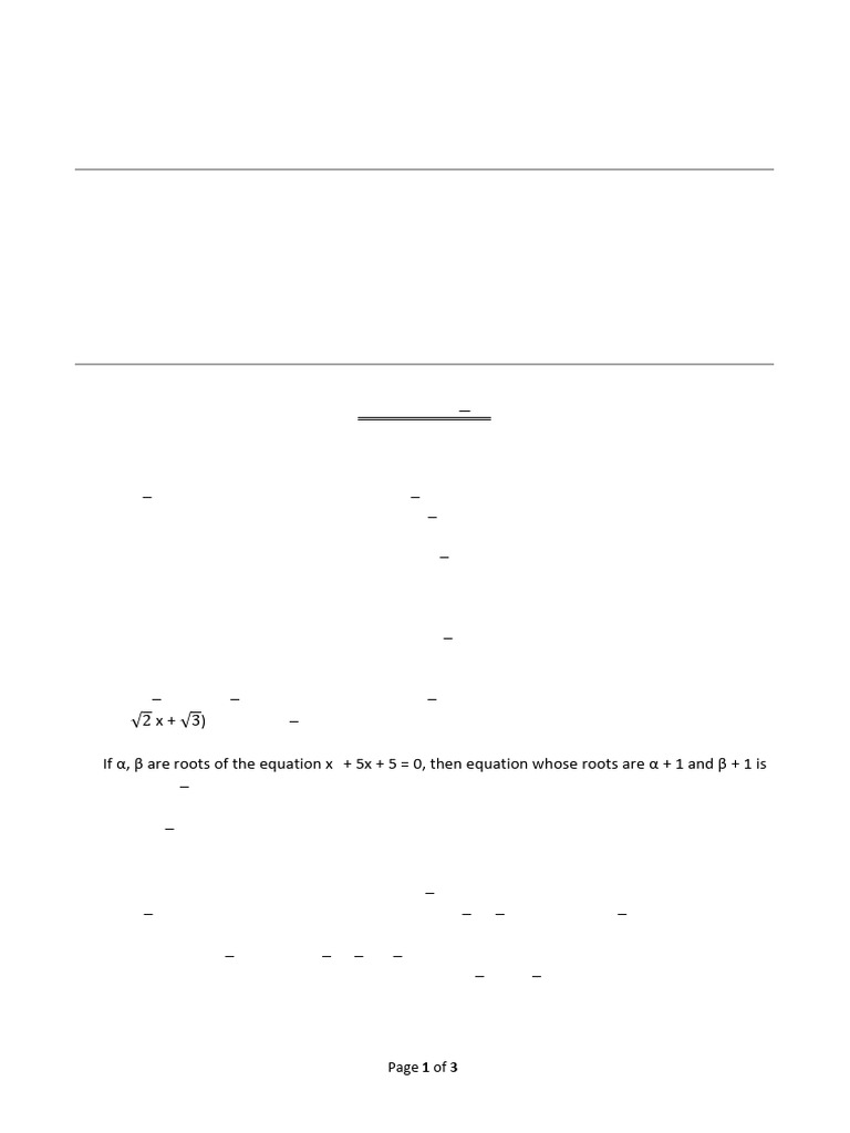 Maths Class X Chapter 04 Quadratic Equations Practice Paper 04 2024 ...