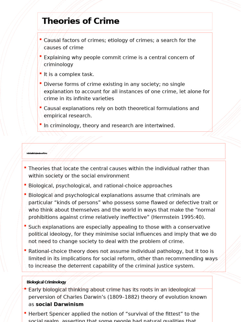 Theories Explaining Crime Causation | PDF | Id | Criminology