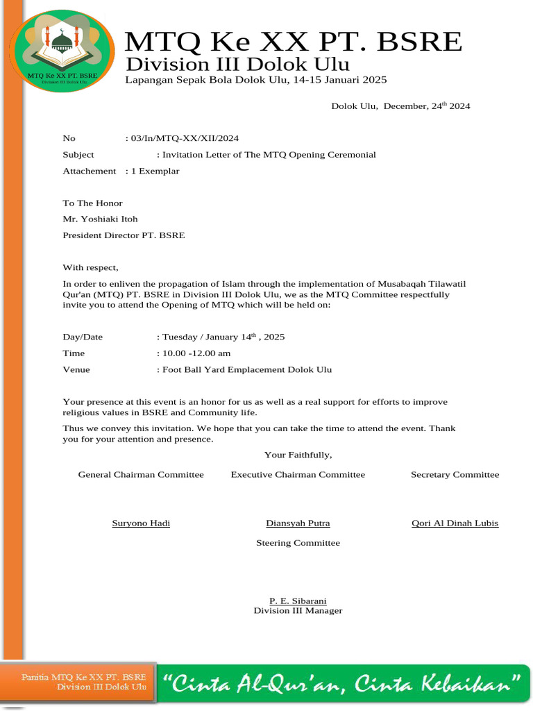Surat Undangan English Version | PDF | Abrahamic Religions
