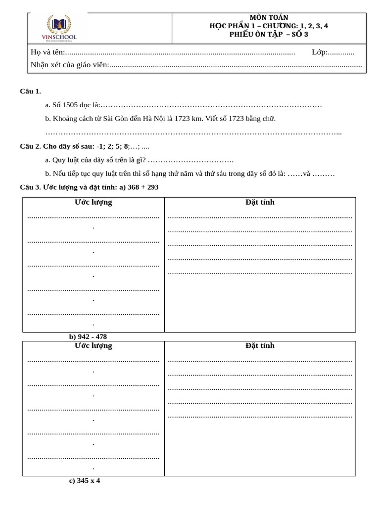 TOAN - HP1 - Phieu So 3 GR | PDF
