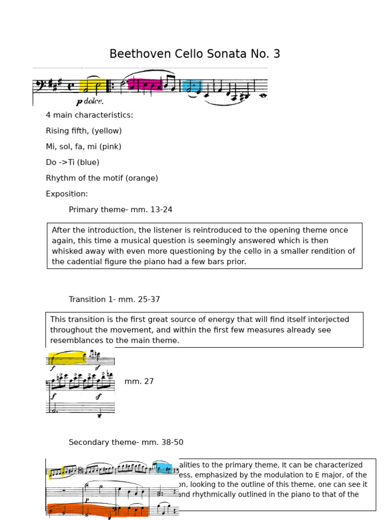 Beethoven Cello Sonata No 3 project | PDF | Compositions | Musical Forms