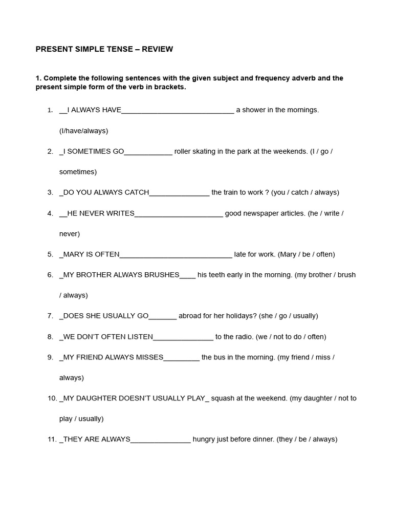 Present Simple Tense Review.docx | PDF