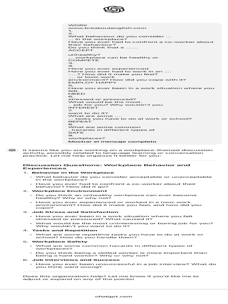 Workplace Behavior Discussion | PDF