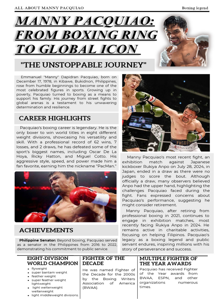 Manny Pacquiao From Boxing Ring To Global Icon - 20250110 - 211828 - 0000 | PDF