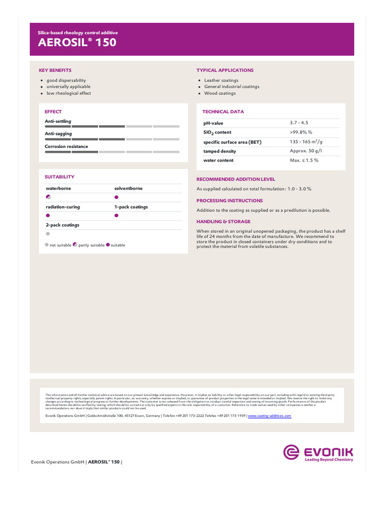 Aerosil 150 Tds en en Tds PV 52043875 en GB World | PDF | Materials