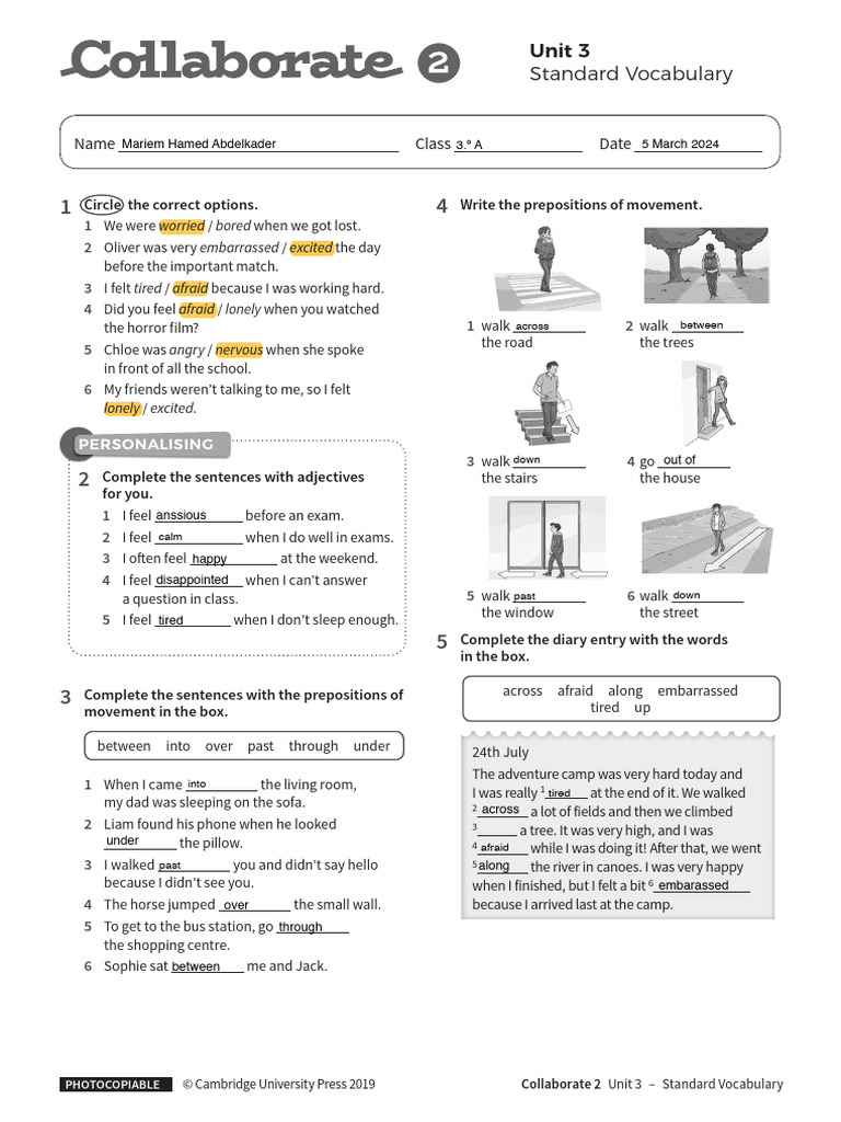 Vocabulary Worksheet Unit 3 | PDF