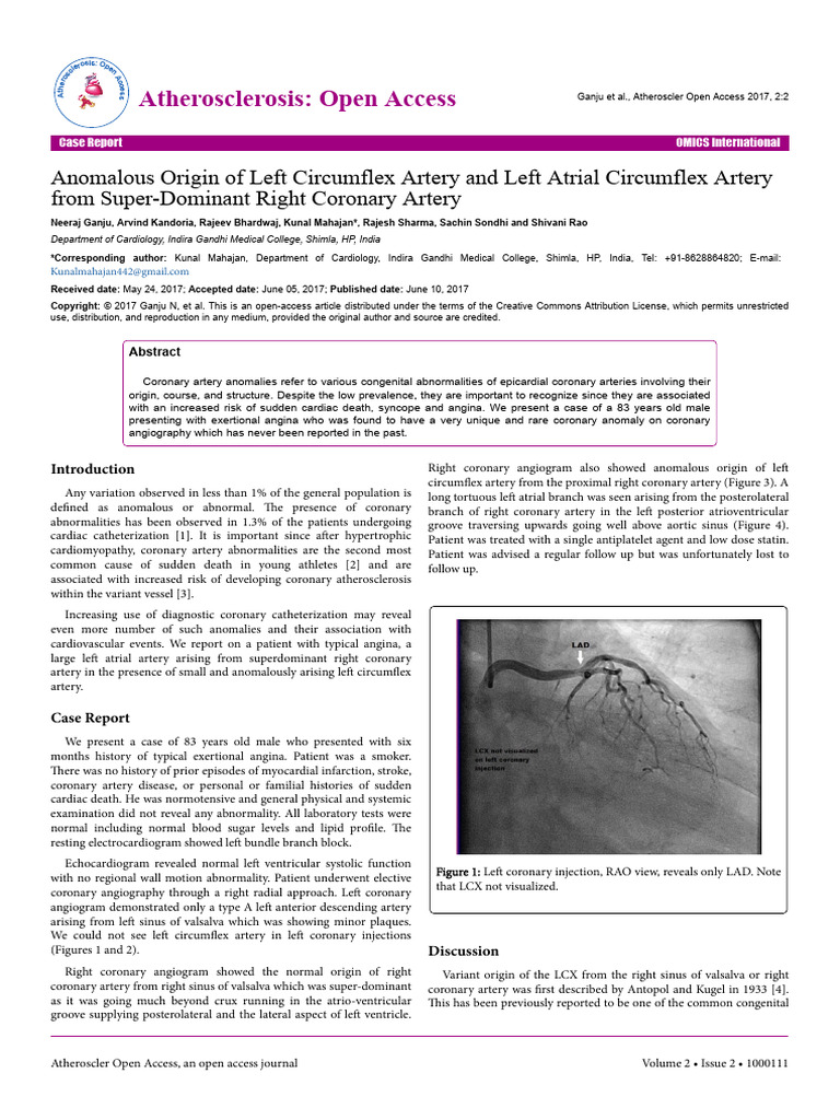 Anomalous Origin of Left Circumflex Artery and Left Atrial Circumflex ...