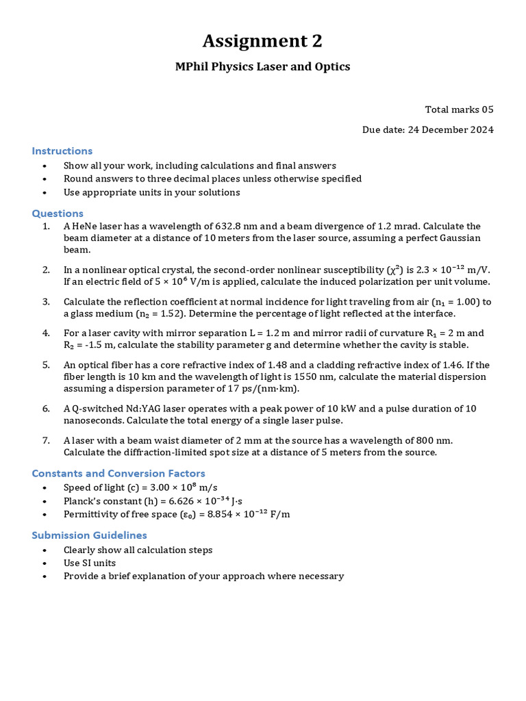 Assignment 2 Laser | PDF