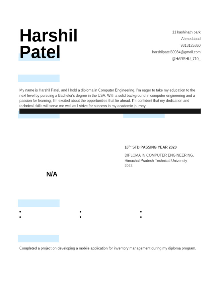 Harshil Patel Resume | PDF