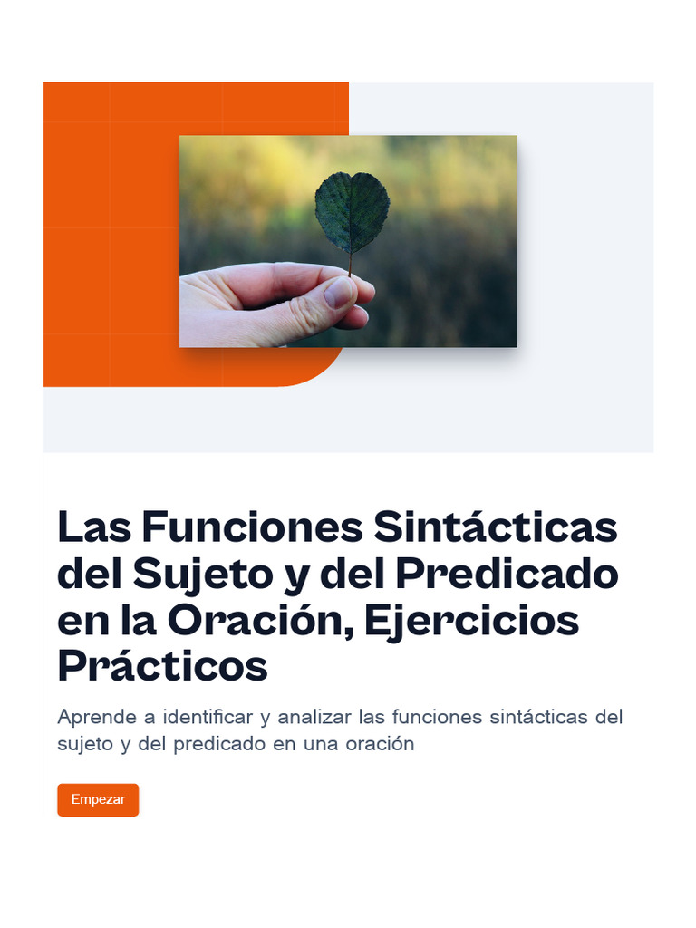 Las Funciones Sintacticas Del Sujeto y Del Predicado en La Oracion Ejercicios Practicos | PDF ...