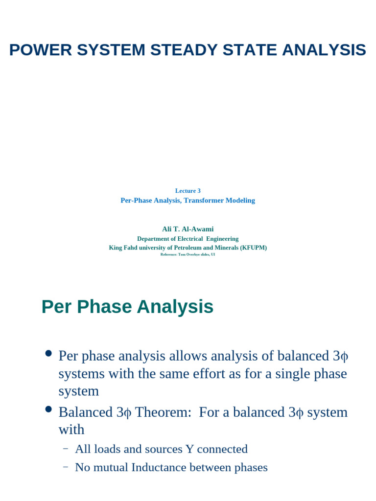 Lec03 PerPhaseAnalysis&XFMR | PDF | Transformer | Mains Electricity