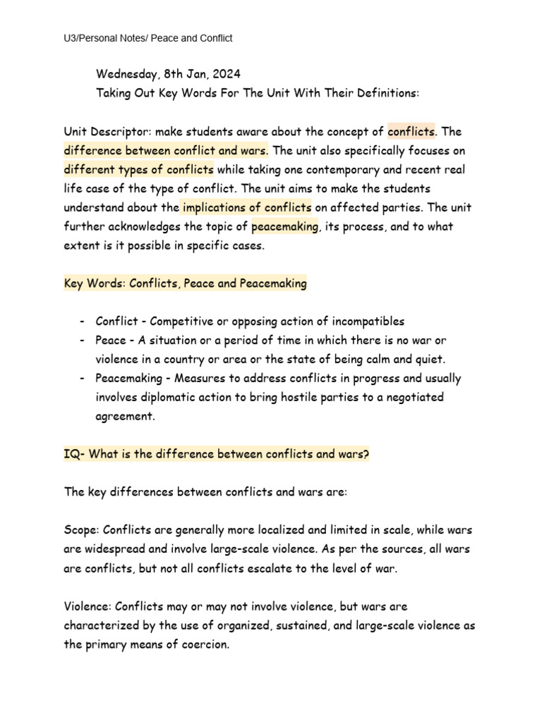 U3 Peace and Conflict INS Notes | PDF | Mediation | Arbitration