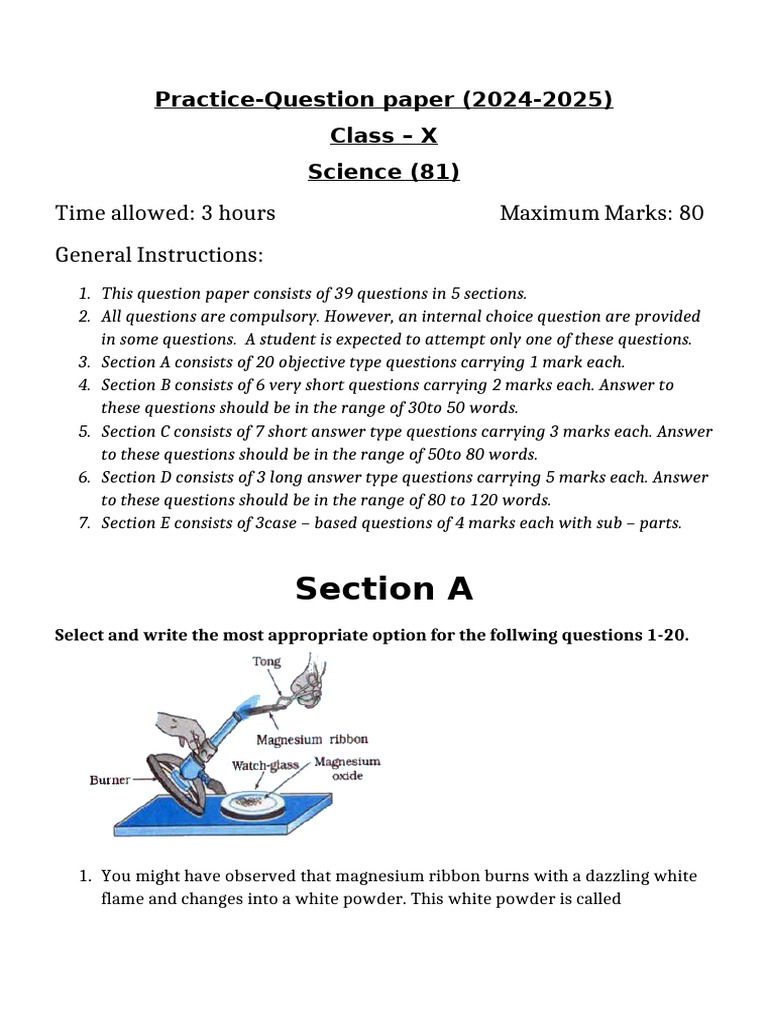 Science Sample Question by Hansita | PDF | Oxide | Magnesium