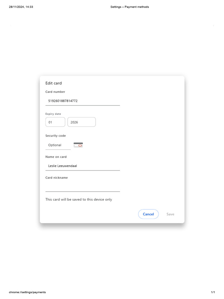 Settings - Payment Methods | PDF