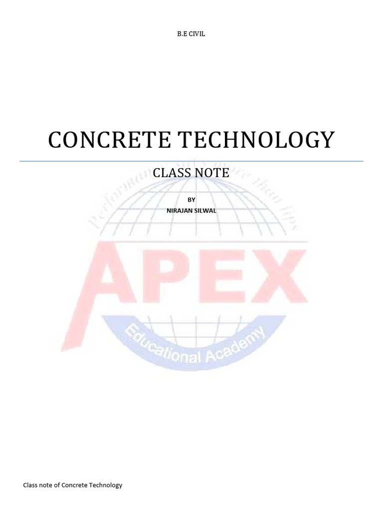 Concrete Technology Class Notes | PDF | Concrete | Reinforced Concrete