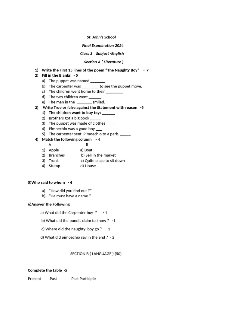 class3_SetA (1) | PDF | Linguistics | Grammar