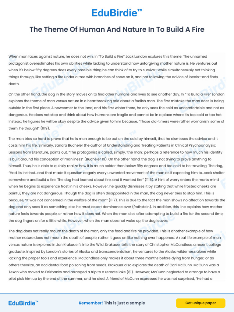 The Theme of Human and Nature in To Build A Fire | PDF