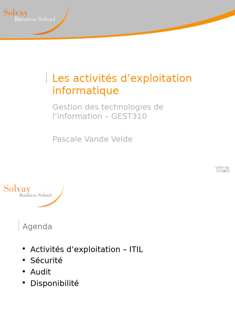 Cours 7 Exploitation IT | PDF | Itil | Audit
