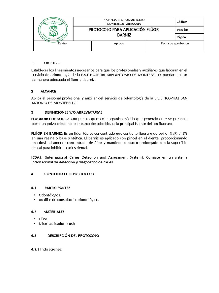 Protocolo de Aplicación de Flúor Barniz | PDF | Flúor | Odontología