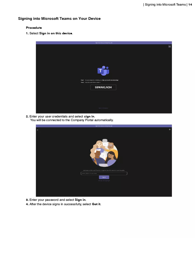 Sign In Guide for Microsoft Teams | PDF