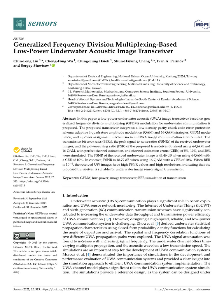 sensors-22-00313-v2 | PDF | Orthogonal Frequency Division Multiplexing ...
