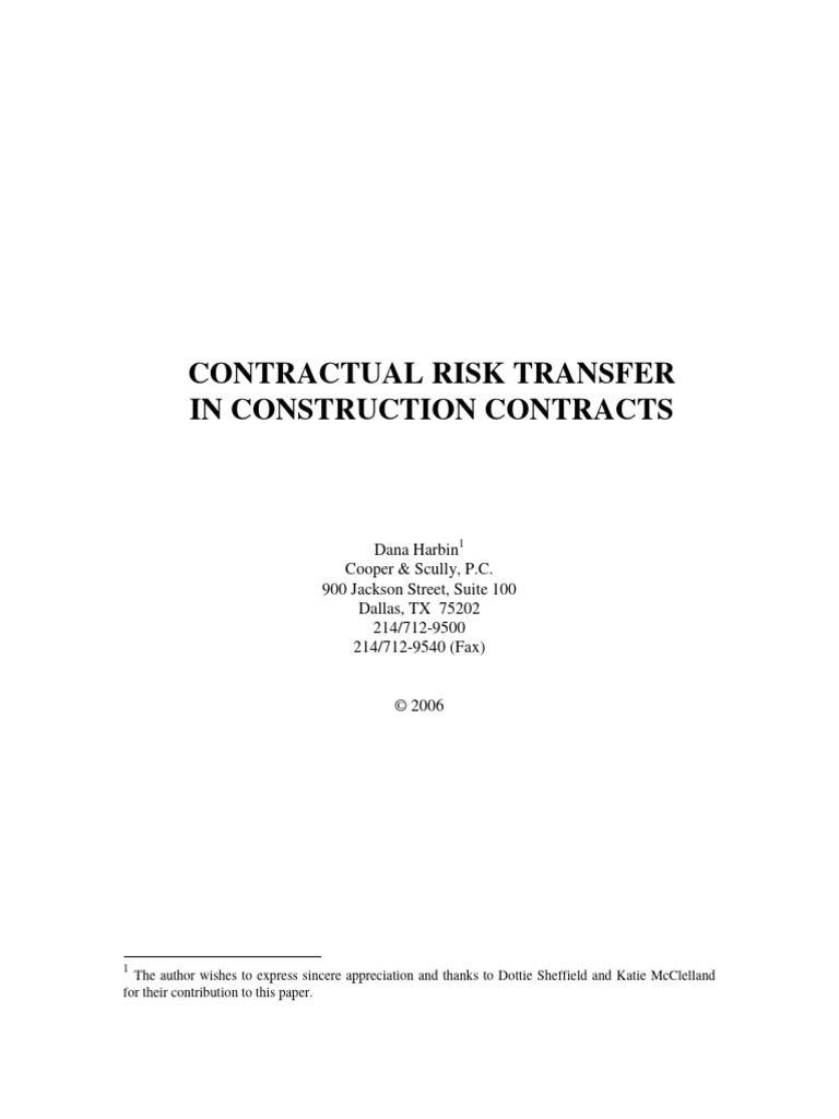 Harbin - Contractual Risk Transfer | PDF | Indemnity | Liability Insurance