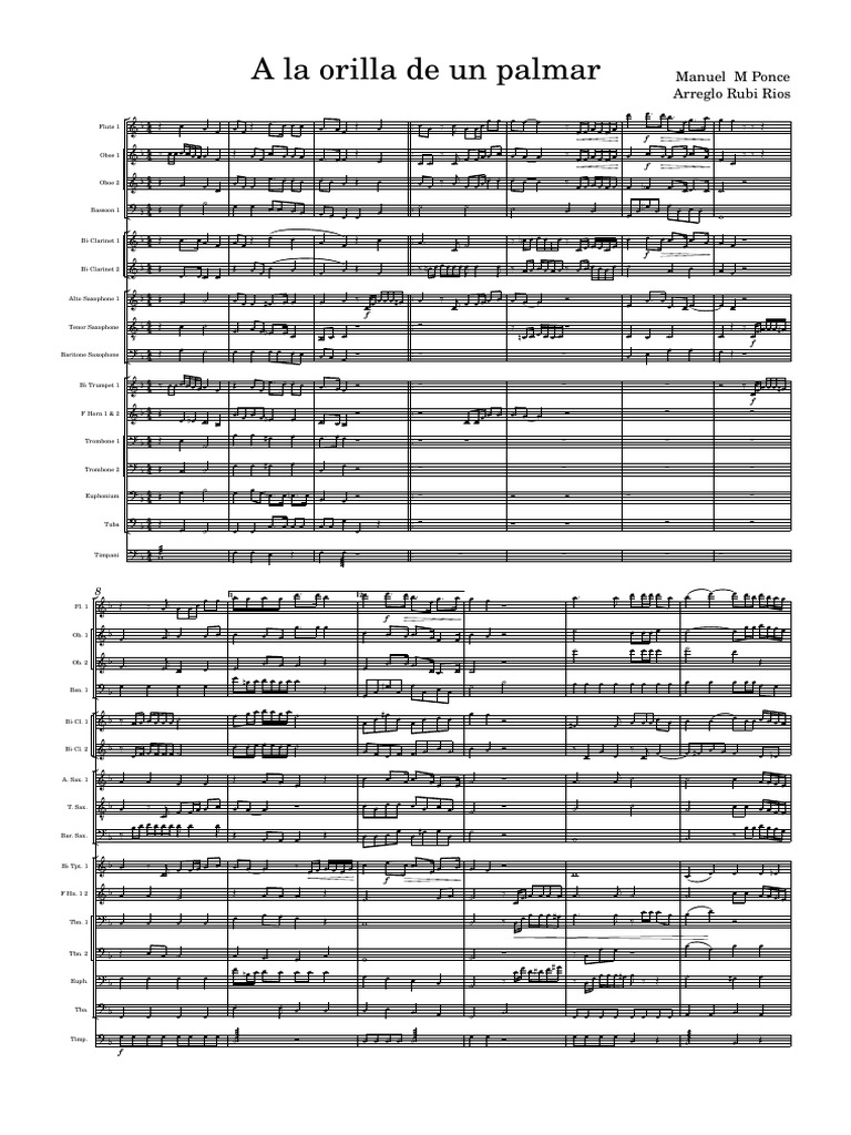 Ala Orilla de Un Palmar Baritono | PDF | Music Technology | Elementary ...