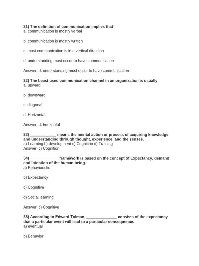 MPOB MCQ SET 4 | PDF | Behaviorism | Organizational Culture