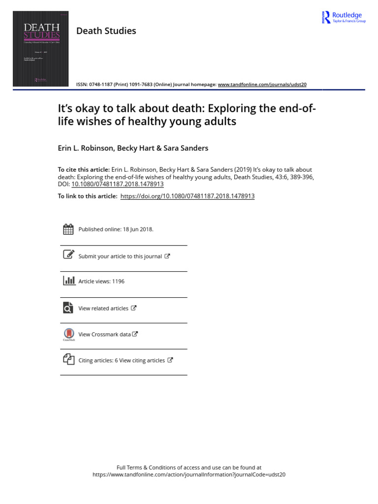 It S Okay To Talk About Death Exploring The End-Of-Life Wishes of ...