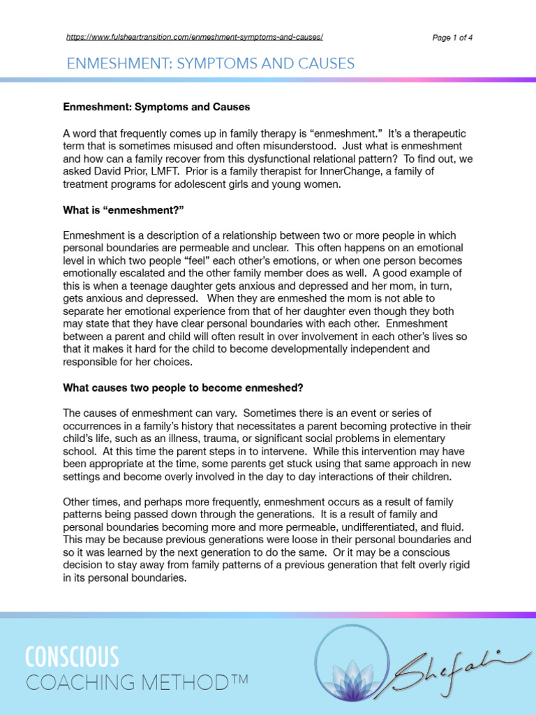 1-Enmeshment - Symptoms and Causes | PDF | Psychotherapy | Family Therapy